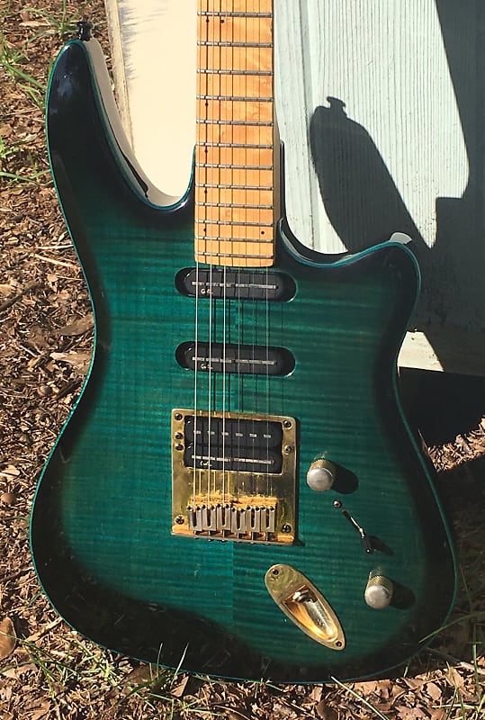 Godin Jeff Cook Signature STRAT - TELE GreenBurst Flame Maple | Reverb