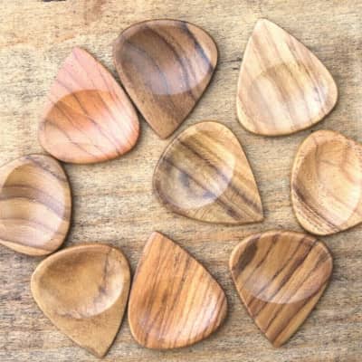 Exotic Wood Plectrum 3 Pick Sampler Pack - Teak, Padauk, & | Reverb