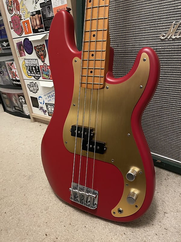Squier 40th Anniversary Precision Bass - Satin Dakota Red | Reverb