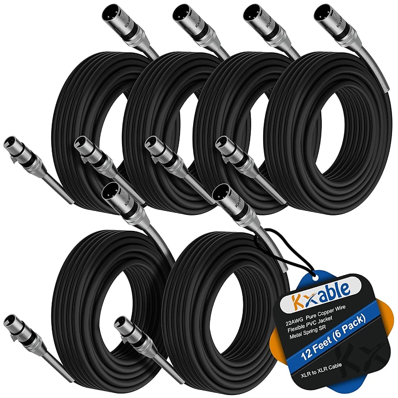 Xlr To Xlr Cable (12 Feet, 6 Pack) Multiple Premium Xlr | Reverb
