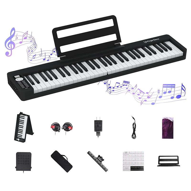 61 Key Keyboard, Folding Piano, Semi Weighted Keys Portable | Reverb