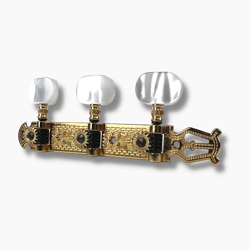 Schaller Classical Lyre Tuner Set - Gold with White Pearloid | Reverb
