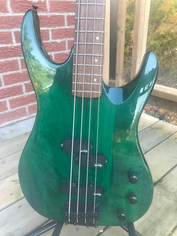 2005 Vantage B330 Bass Guitar Trans Green Made in Korea | Reverb