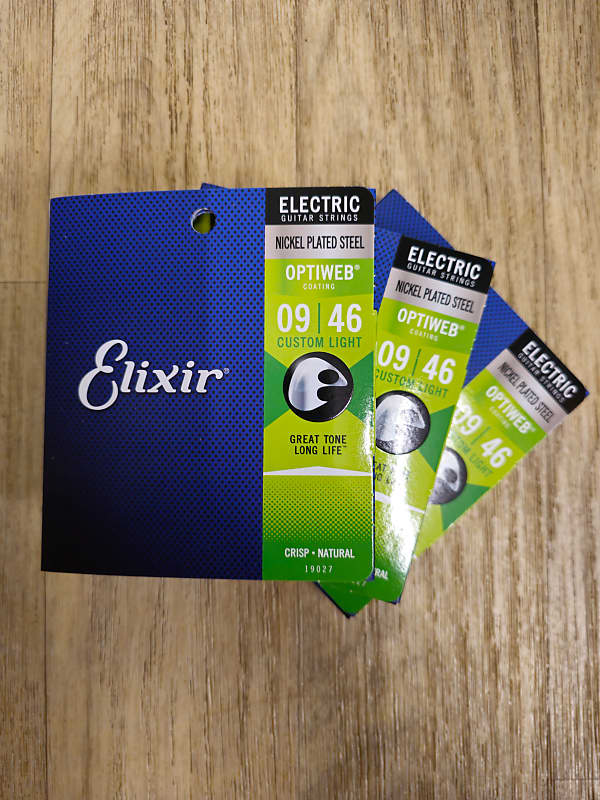 Elixir 3 X Sets 19027 Optiweb 9-46 Electric Guitar Strings | Reverb