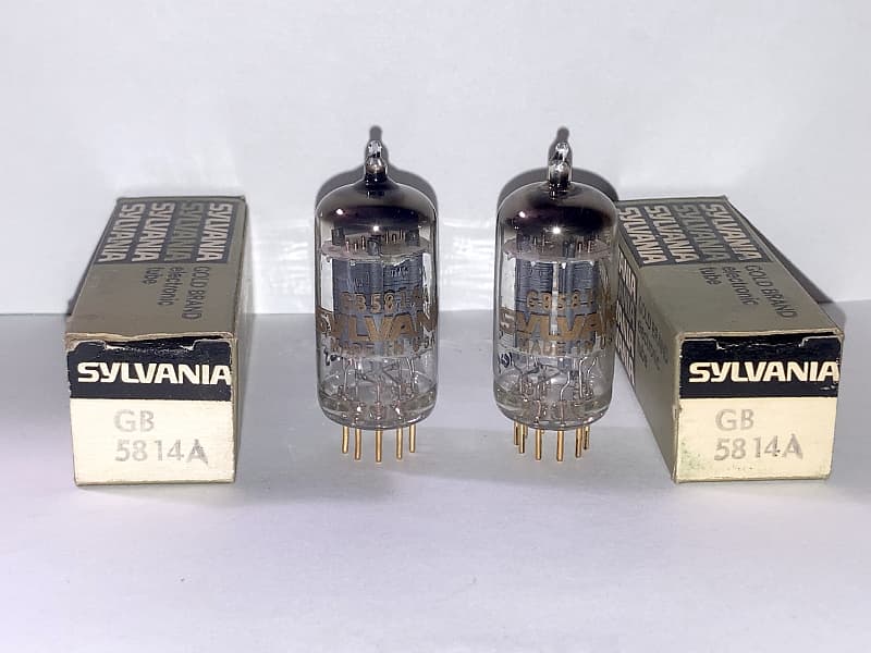 1961 Sylvania 5814A Gold Brand Tubes, Matched Pair, NOS/NIB, | Reverb