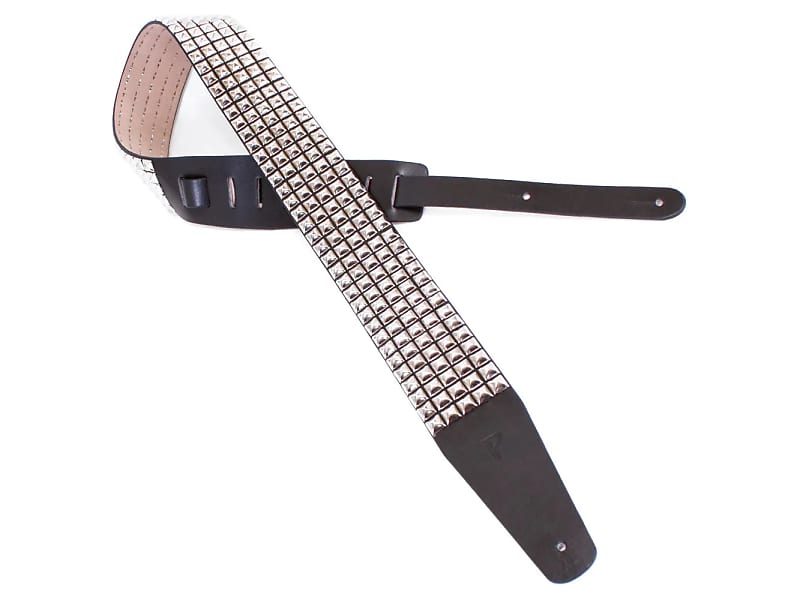 Perris Studded Leather Guitar Strap ~ Silver | Reverb