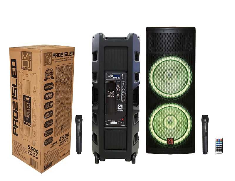 MR DJ PRO215LED Professional Dual 2x15" 5500W PA DJ Bluetooth | Reverb