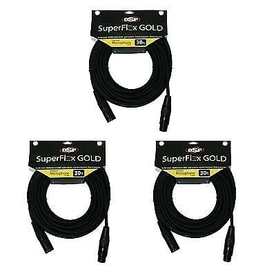 3 OSP SuperFlex GOLD 30' ft Premium XLR Microphone Cables | Reverb