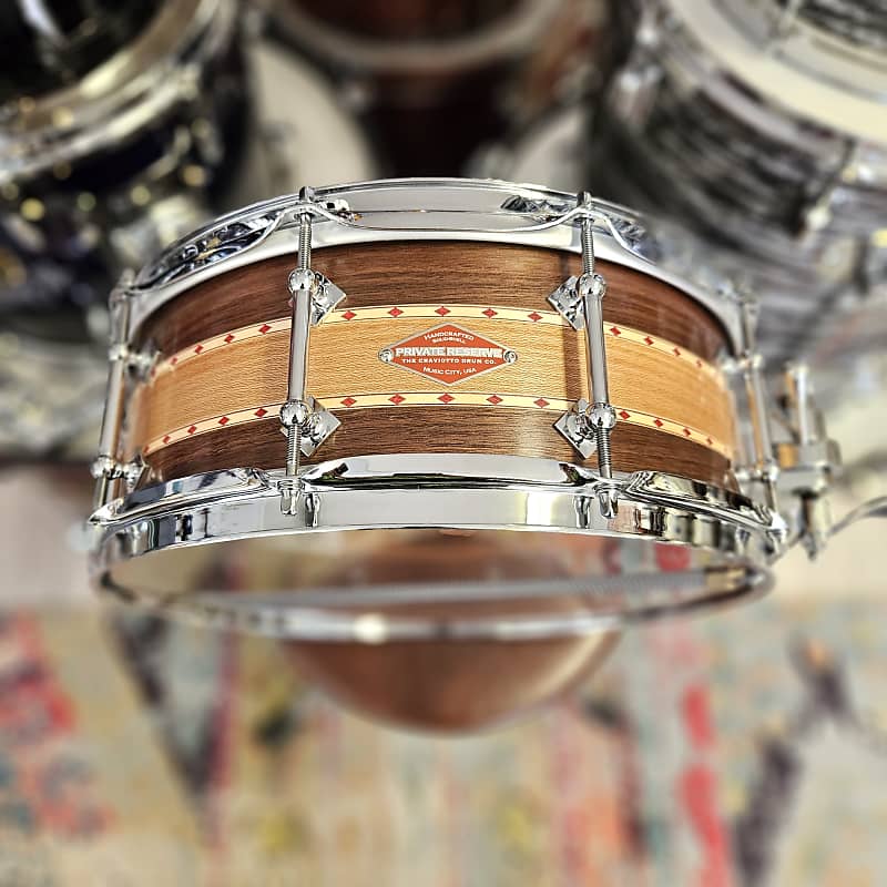 Craviotto 14x5.5" - Solid Walnut/Sycamore/Walnut Snare Drum | Reverb