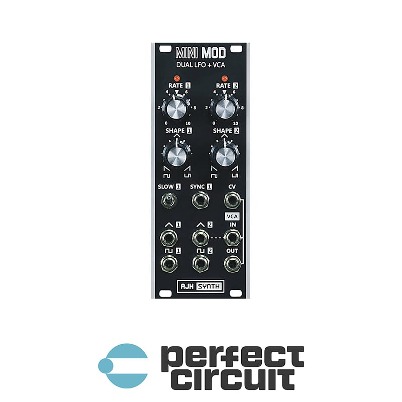 AJH Synth MiniMod Dual LFO + VCA - 10HP (Black) [DEMO] | Reverb