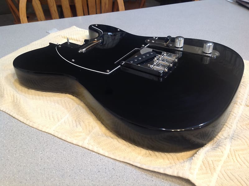 Telecaster Gloss Black Body Tele Loaded Bridge and Pickguard | Reverb