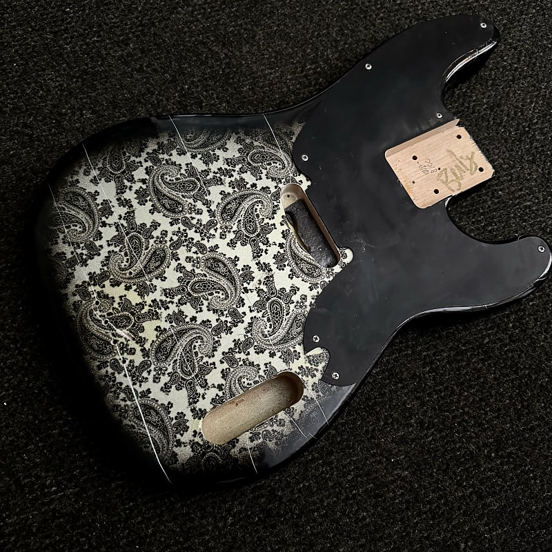 Berly Telecaster Bass body - Black Paisley | Reverb