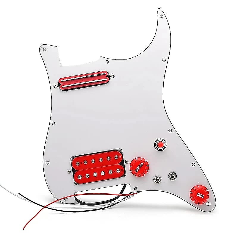 HS Strat Style Guitar Loaded Prewired Pickguard with Red | Reverb