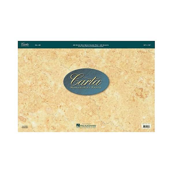Carta Manuscript Paper: No. 28 : 20 Stave Big Band | Reverb Australia