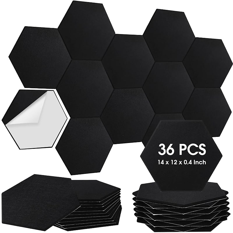 36 Pack Hexagon Acoustic Panels, 14" X 12" X 0.4" Soundproof | Reverb