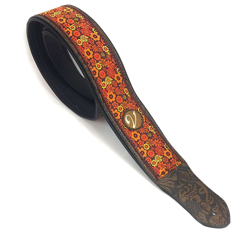 Handmade Flower Power Vegan Vtar Psychedelic Guitar Strap | Reverb UK
