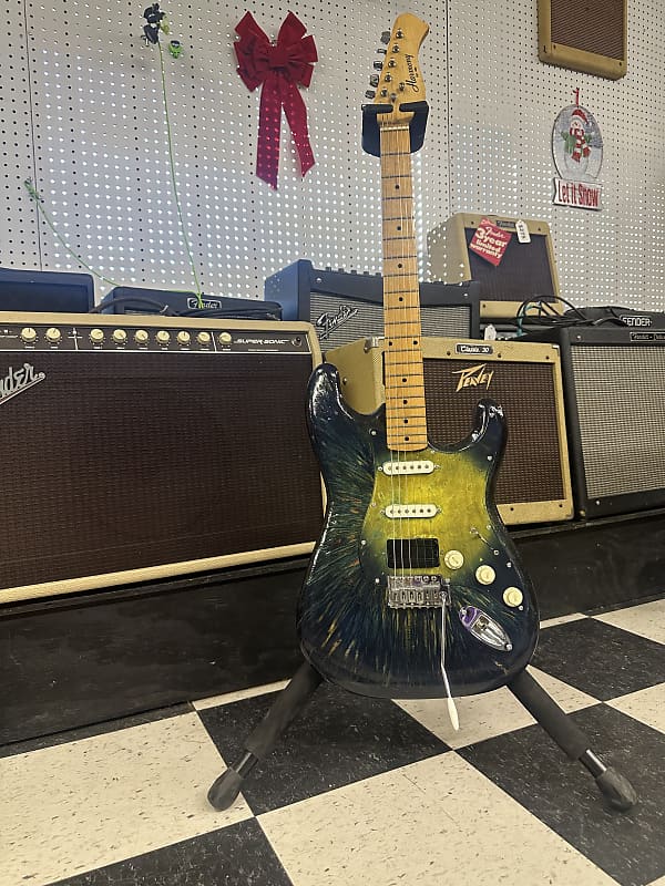 Harmony Strat Style Guitar Hand Painted | Reverb