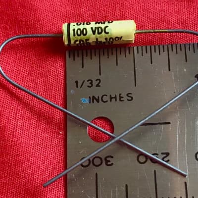 Cornell Dubilier .018 uF 100V 1970s Yellow mylar capacitor | Reverb