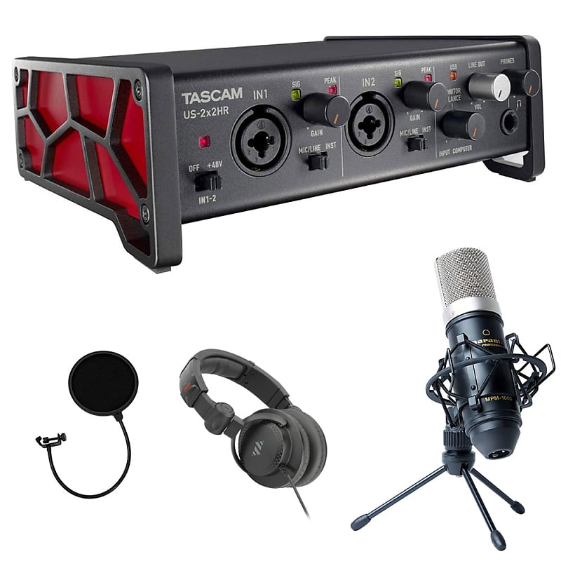 Tascam US-2x2HR 2 Mic 2IN/2OUT USB Audio Interface Bundle | Reverb