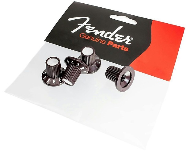 Fender Acoustasonic Amplifier Knobs, pkg of 4. Brown w Silver | Reverb