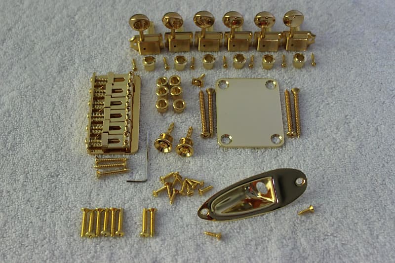 Allparts/Fender Hardtail Gold Stratocaster Hardware Set w/ | Reverb