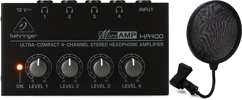 Behringer MicroAMP HA400 4-channel Headphone Amplifier Bundle | Reverb
