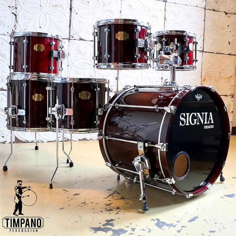 Used Premier Signia 1990s Drum Set Cherry Wood Finish | Reverb