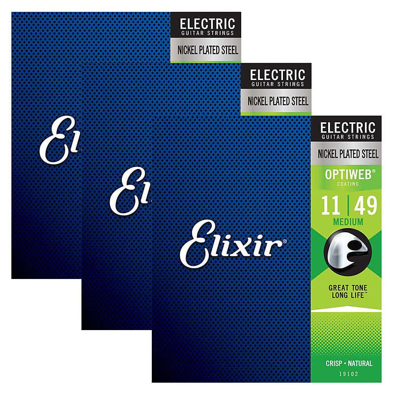 3 Pack! Elixir Medium 11-49 Electric Nickel Plated Strings | Reverb