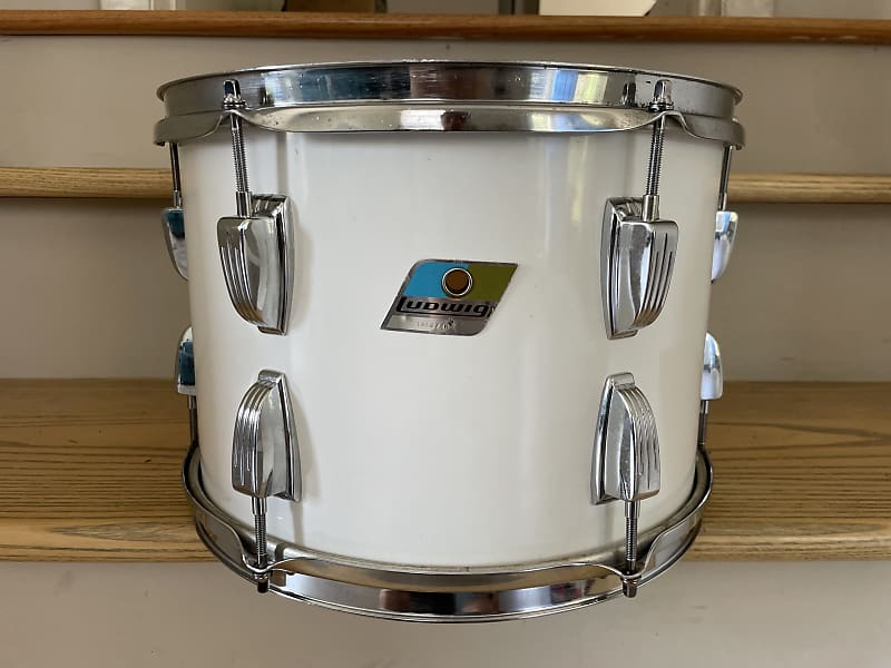 Ludwig 1970s Era Pointy Blue And Olive Badge 6 Ply 9x13 White | Reverb