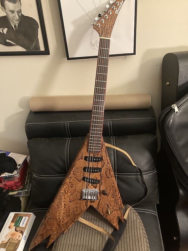 Biondo Guitars TreVi Flying V Style Python skin. Pointy V | Reverb