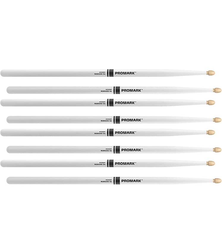 4 PACK ProMark Rebound 5A Painted White Hickory Drumsticks, | Reverb