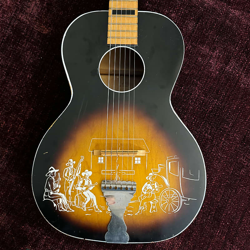 Old Kraftsman Prairie Rambler Parlor Acoustic Guitar - Cowboy | Reverb