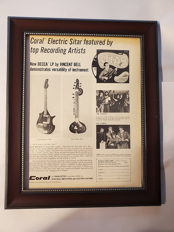 1967 Coral Guitars Promotional Ad Framed Coral Electric Sitar | Reverb