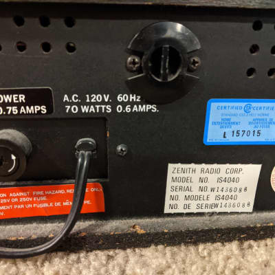 Zenith IS4040 Integrated Stereo System; Record player, | Reverb