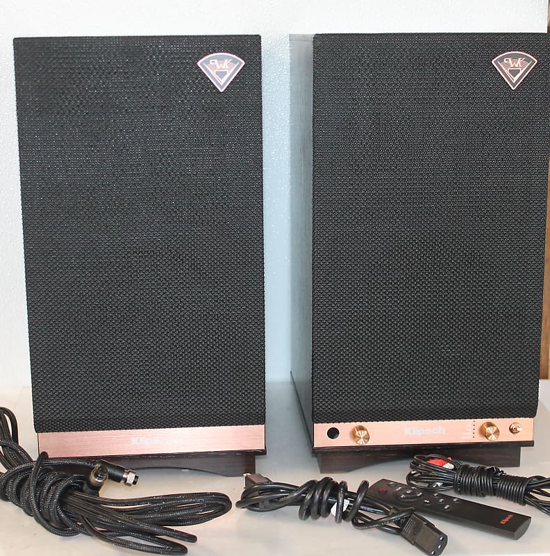 Klipsch The Sixes 2-Way Powered Bookshelf Speakers - Walnut | Reverb