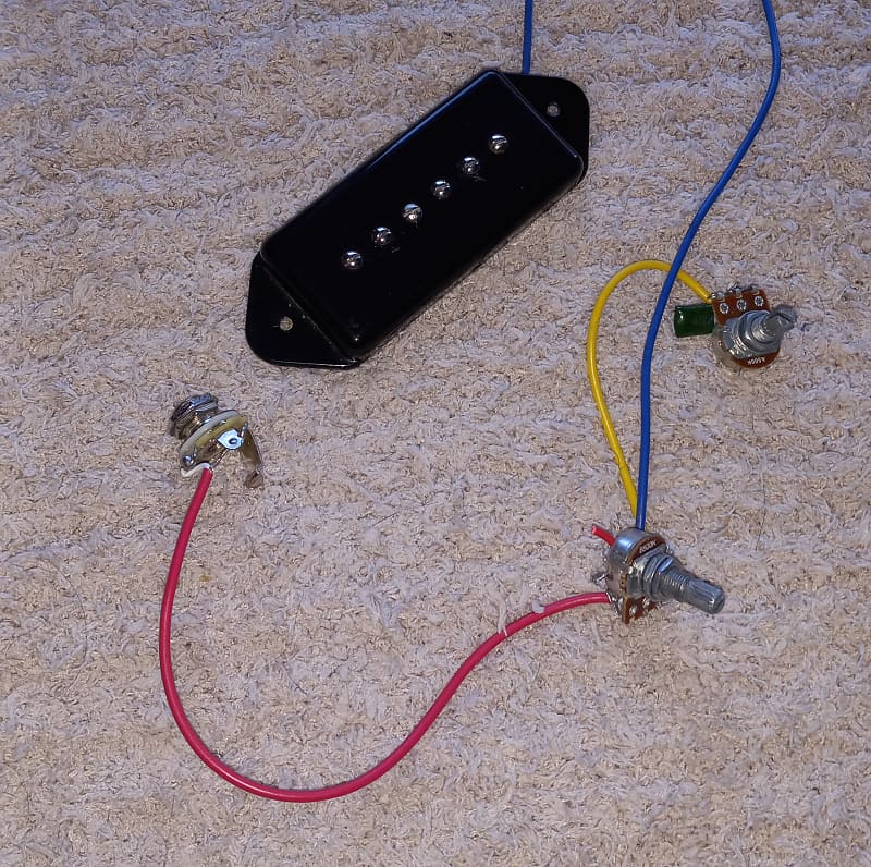 Black Dogear P90 Neck Pickup w/wiring harness 1 Vol, 1 Tone | Reverb