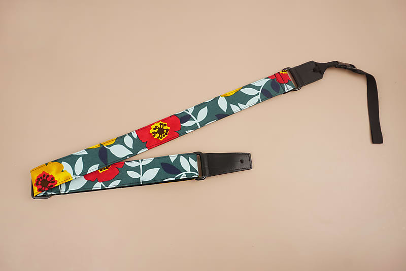red flowers ukulele strap | Reverb