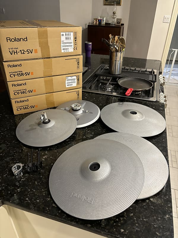 Roland CY15R + VH12 + CY14C - Silver Cymbal Pack | Reverb