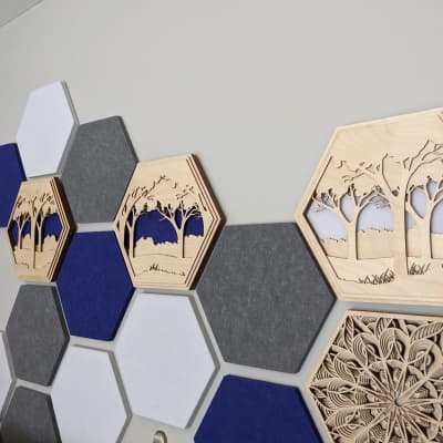 Acoust-Hex - Wood Hexagon Sound Diffuser Acoustic Wall Panel | Reverb