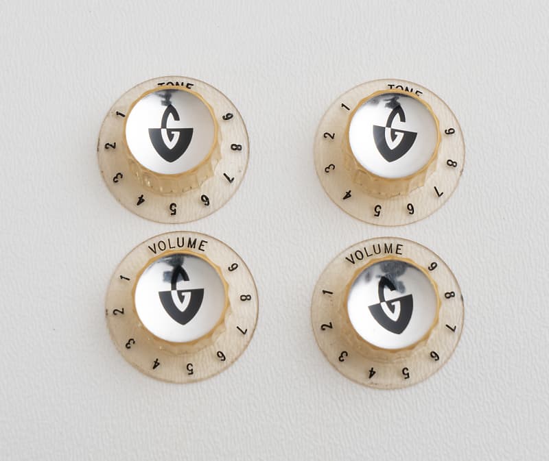 Guild Volume And Tone Knob Amber with Silver Top Knobs | Reverb