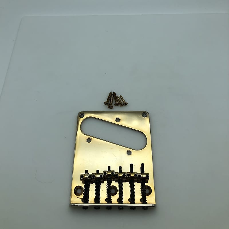 Modern Telecaster Style Bridge w/Hardware - Gold/Black | Reverb