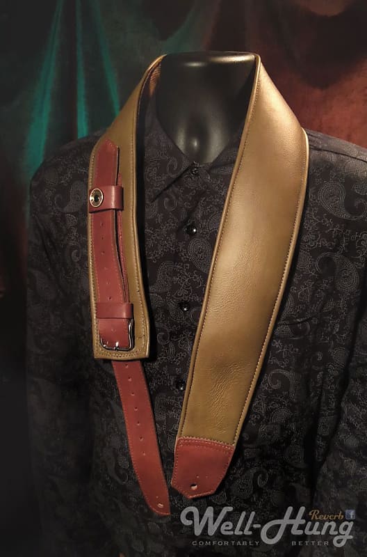 Well-Hung "Safari-RST" 3" wide padded leather guitar strap | Reverb