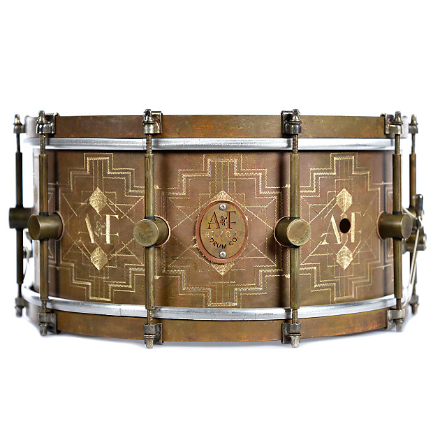 A&F Drum Co. 6.5x14 Engraved Royal Brass Snare Drum | Reverb UK