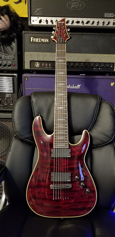 Schecter Hellraiser C-7 Special Quilted Red | Reverb