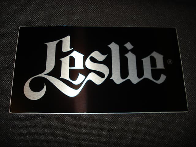 Leslie Speaker Badge Emblem Logo 5.125" x 2.75" Aluminum On | Reverb