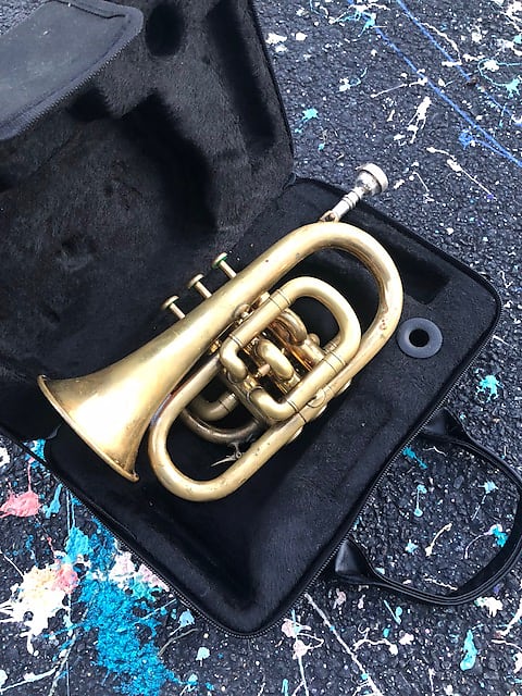 Cornet Vintage Pocket Cornet Antique Brass Patina | Reverb