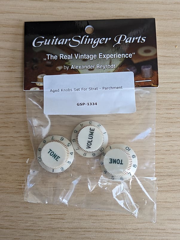 Aged Knobs Set Stratocaster - Parchment | Reverb