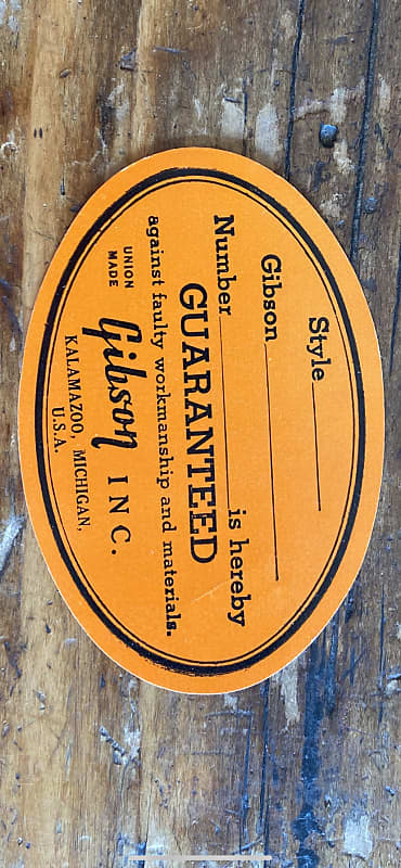 Gibson Acoustic Electric Orange Guitar Label 1960s | Reverb