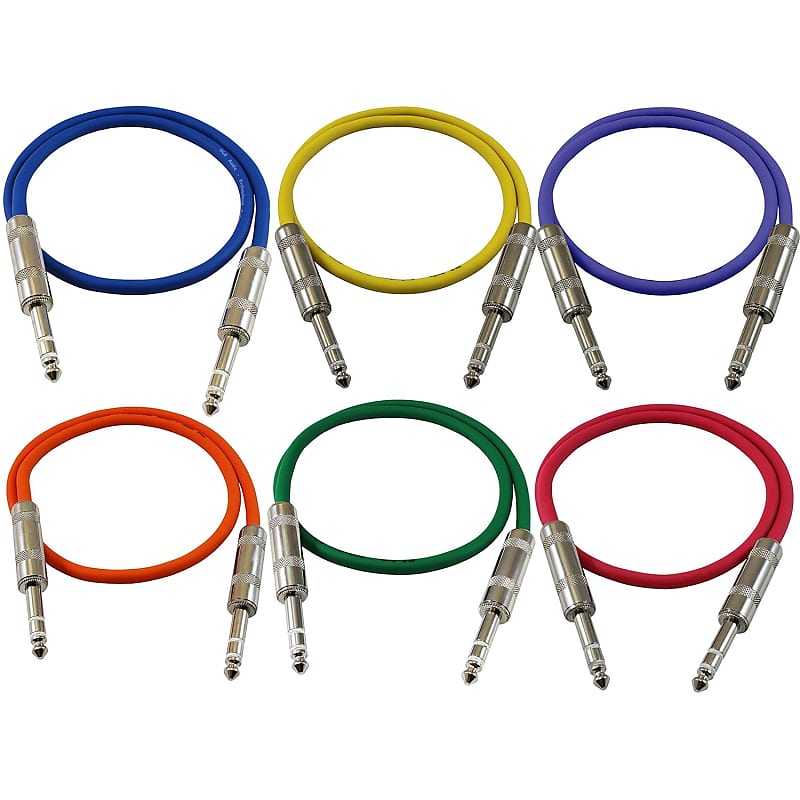2Ft Patch Cable Cords - 1/4" Trs To 1/4" Trs Color Cables - | Reverb