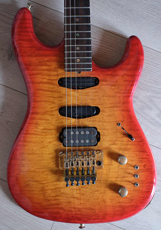 Warmoth Superstrat Flame maple body 1988/1989 Fireburst | Reverb